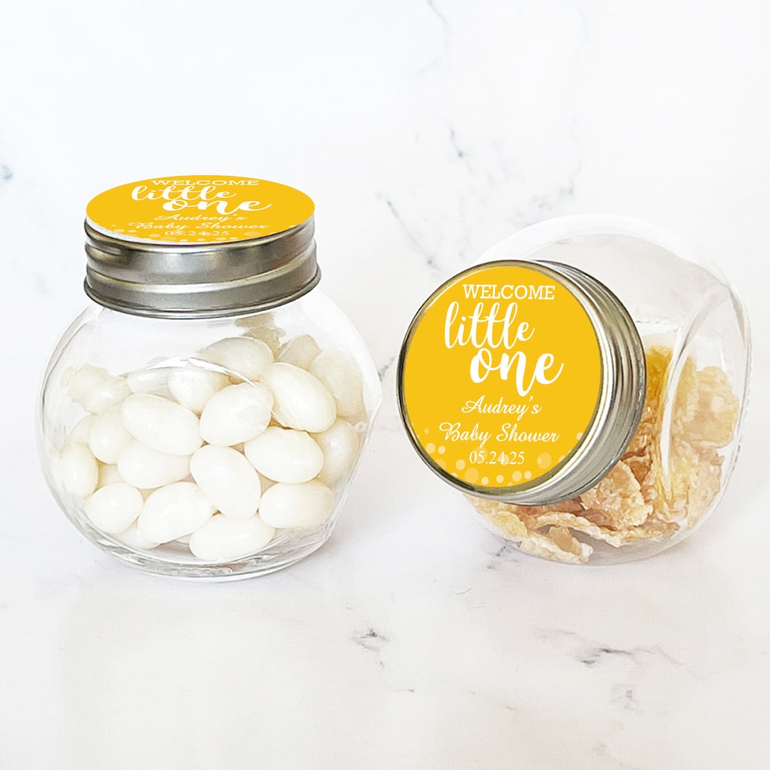 Set of 12 Baby Shower Personalized Mini Candy Glass Jar Container ...
