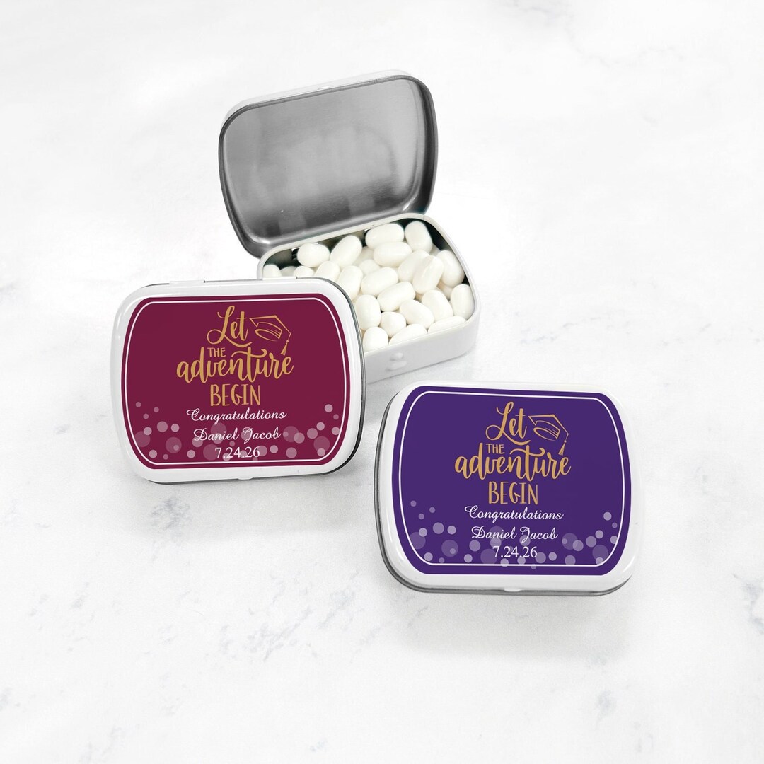 Graduation Personalized White Mint Tin Containers Labels, Graduation ...