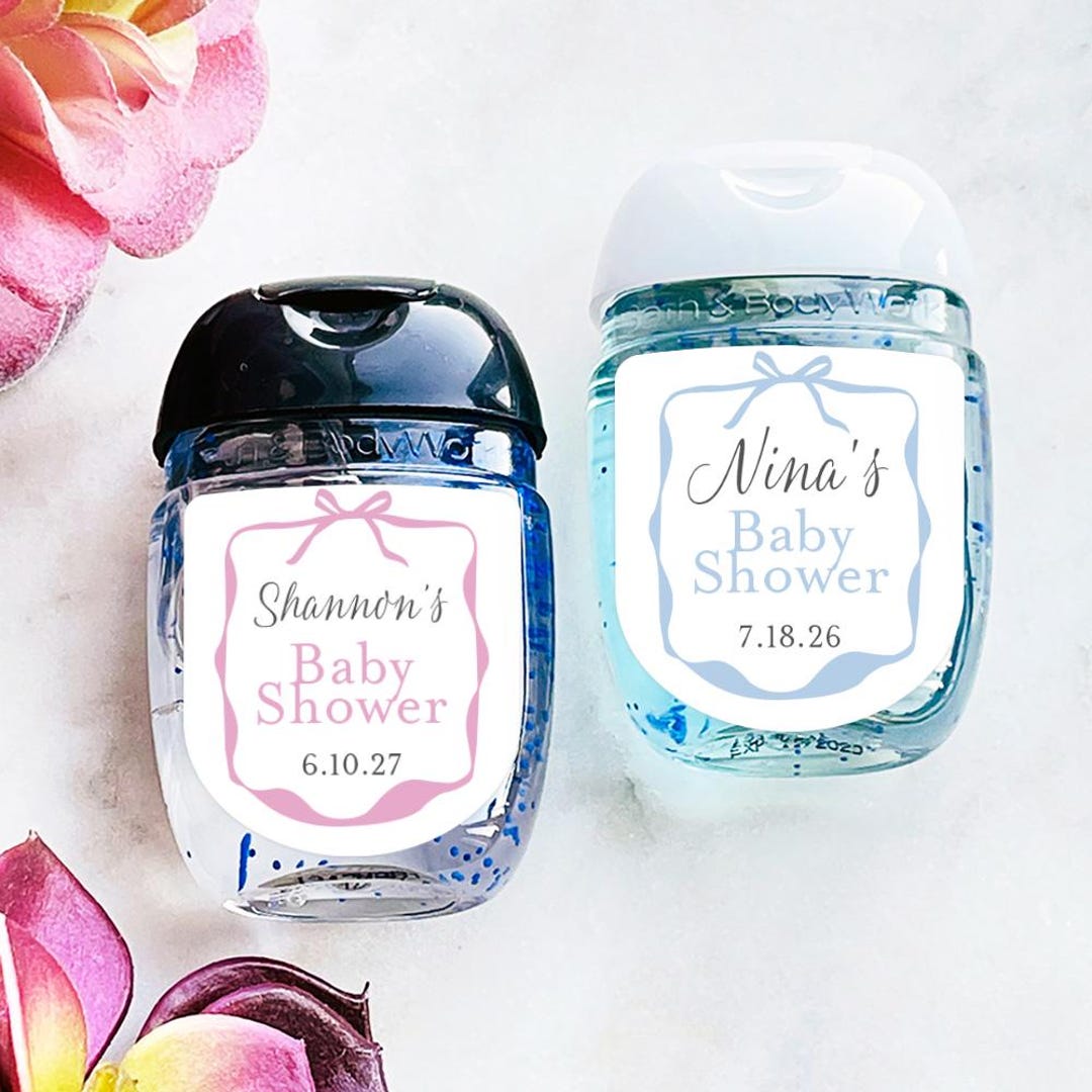 Baby Shower Bow Personalized Labels Stickers, Personalized Baby Shower ...