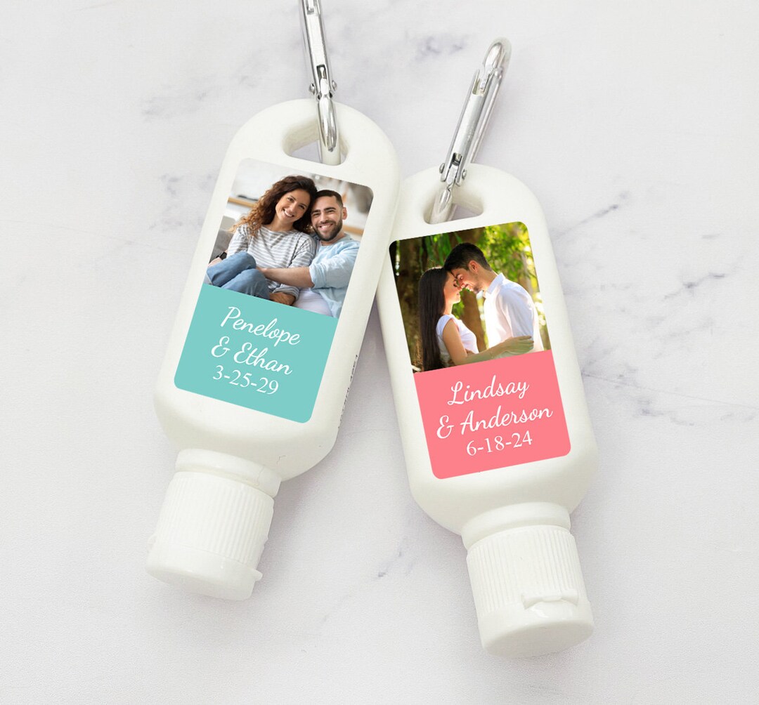 Set of 12 Mini Personalized Sunscreen With SPF30 Wedding Photo ...