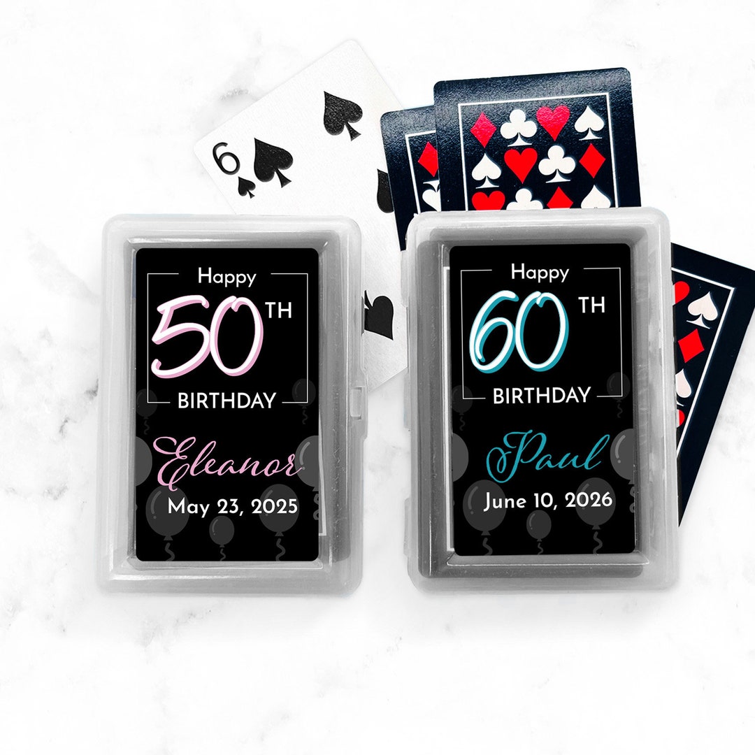 Set of 10 Personalized Playing Cards Favors With Birthday Balloon ...