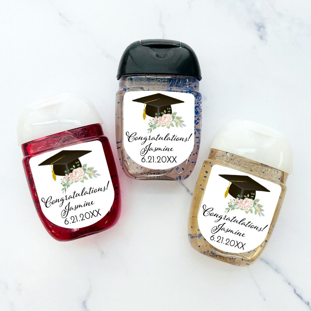 Set of 12 Graduation Cap Floral Personalized Labels Stickers ...