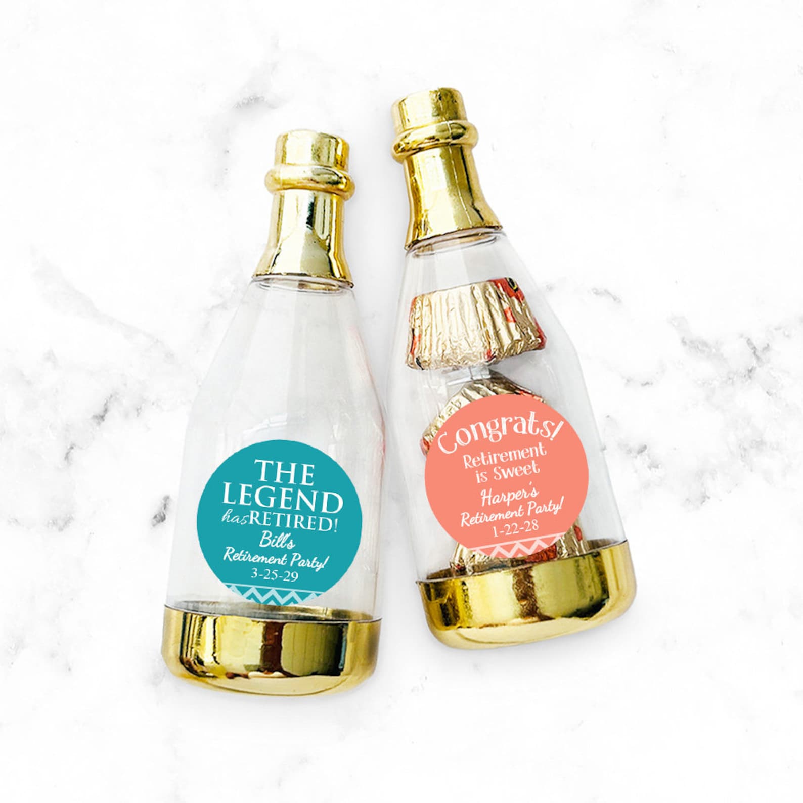 Retirement Personalized Metallic Accent Champagne Bottle Container ...