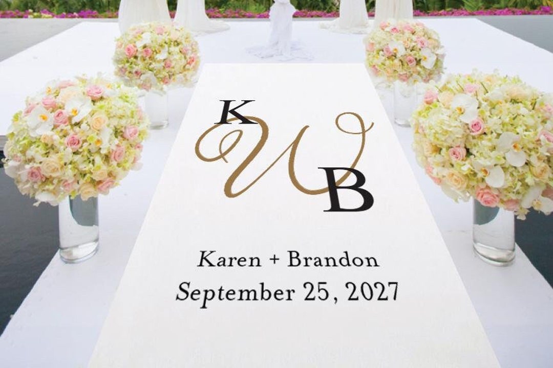 Custom Aisle Runner, Couples Initials Aisle Runner, Personalized Plain ...