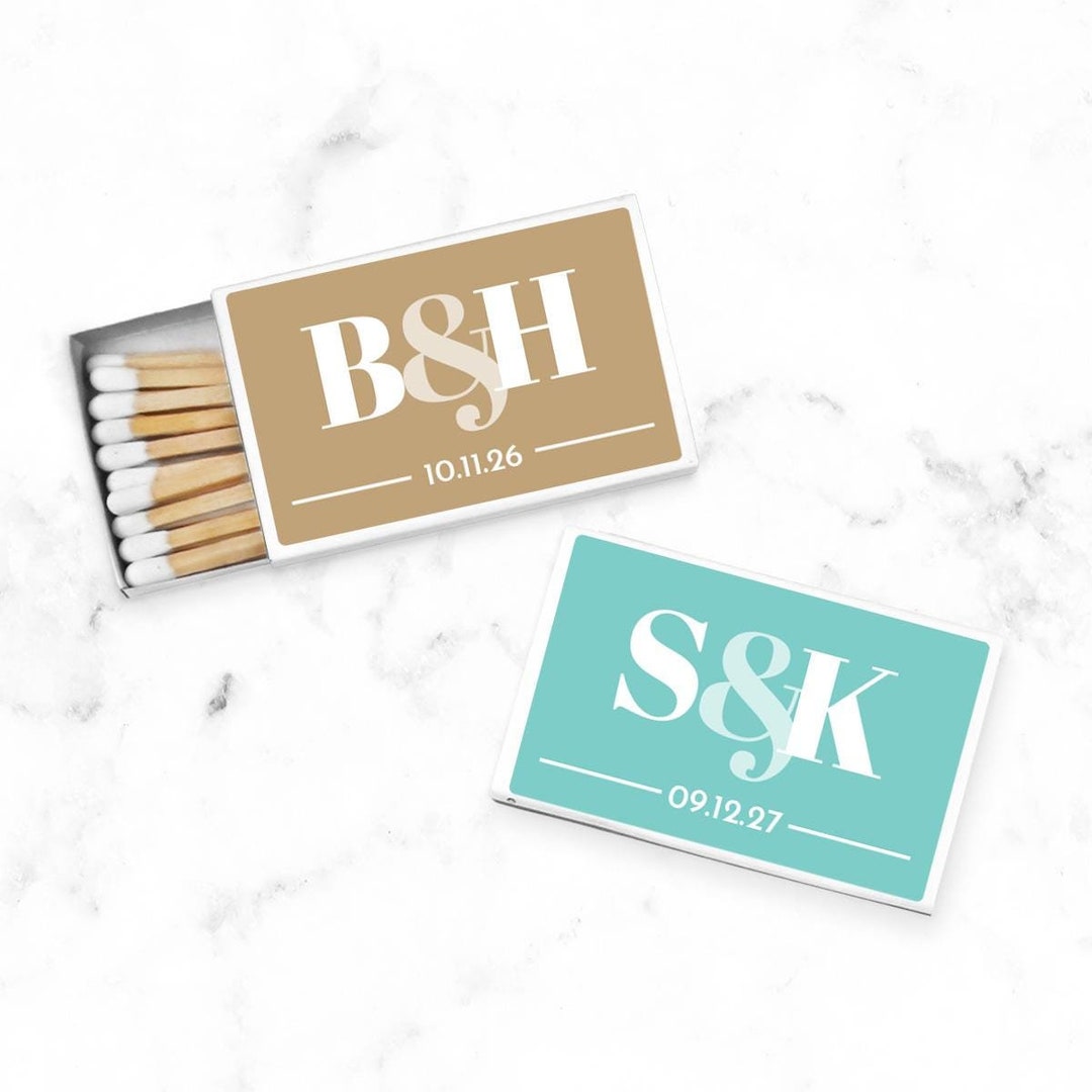 Couples Initials Personalized Matchbox Labels, Personalized Wedding ...
