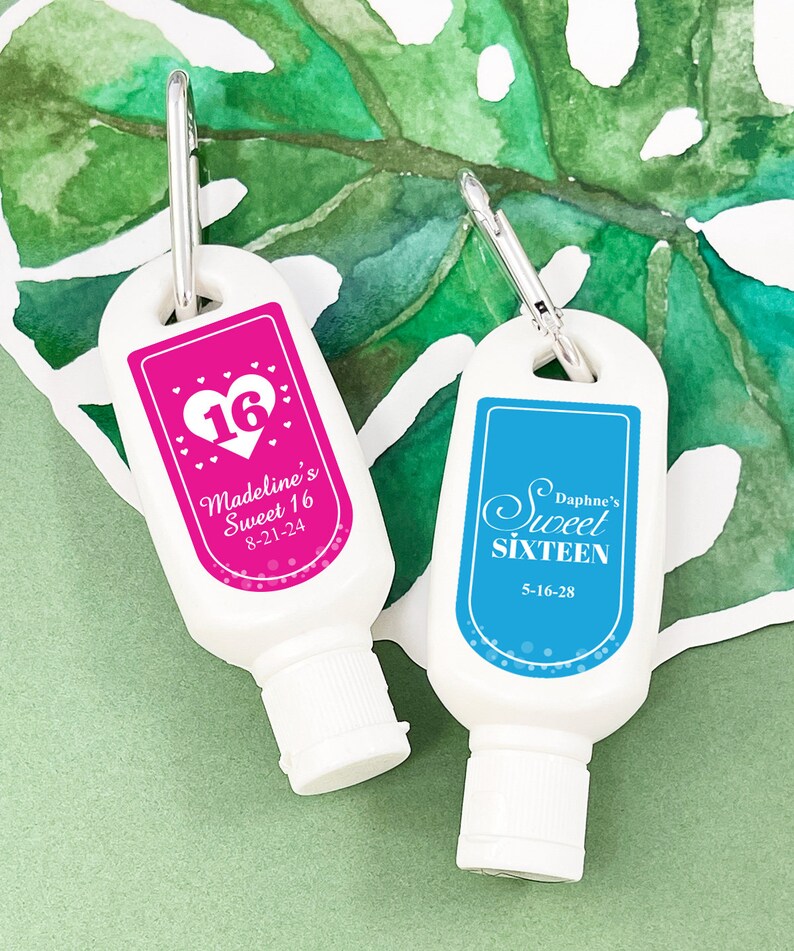Set of 12 Mini Personalized Sunscreen With SPF30 - Sweet 16 Birthday ...
