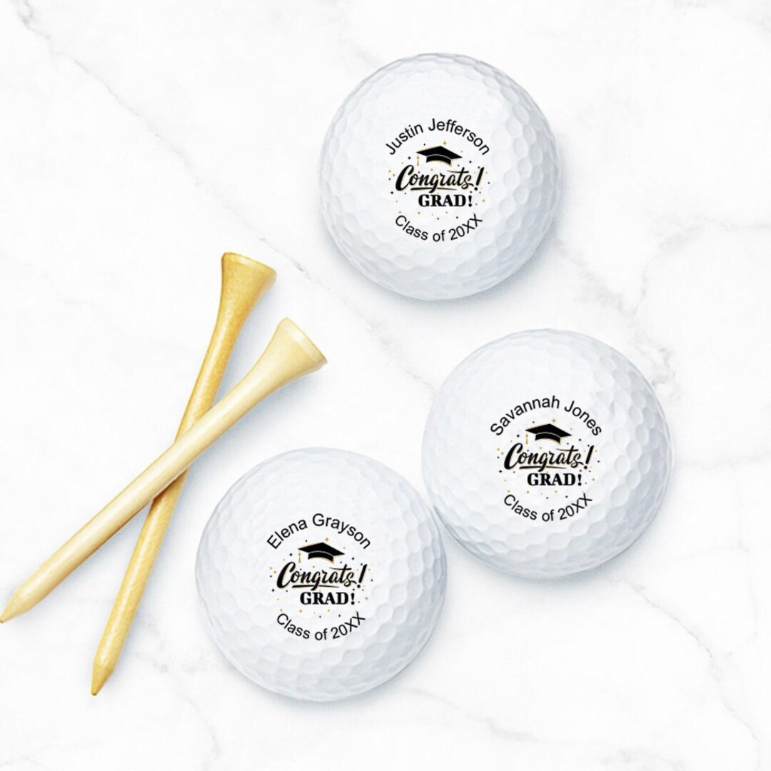 Personalized Golf Ball Favors, Set of 12, Congrats Grad Personalized ...