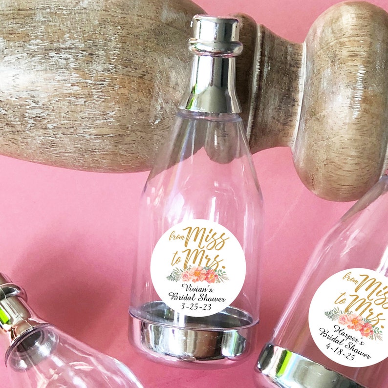 Set of 12 Personalized Metallic Accent Champagne Bottle Container ...
