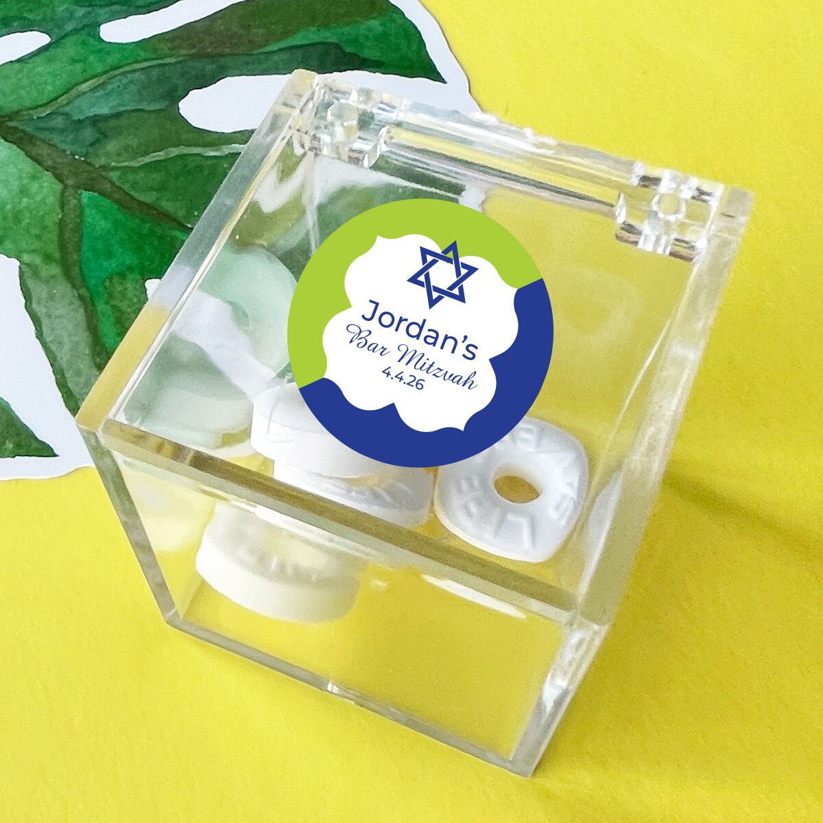 Set of 12 // Personalized Acrylic Square Boxes With Labels - Etsy