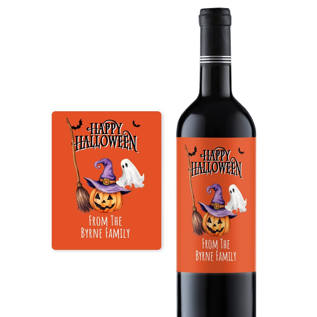 Happy Halloween Labels & Stickers Only for Wine Bottles and Champagne ...