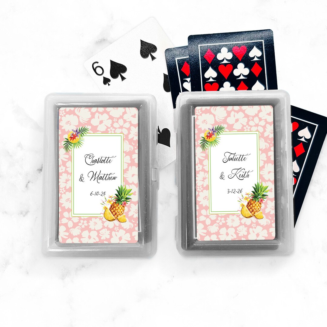 Set of 12 Personalized Playing Cards Favors With Labels Pineapple ...