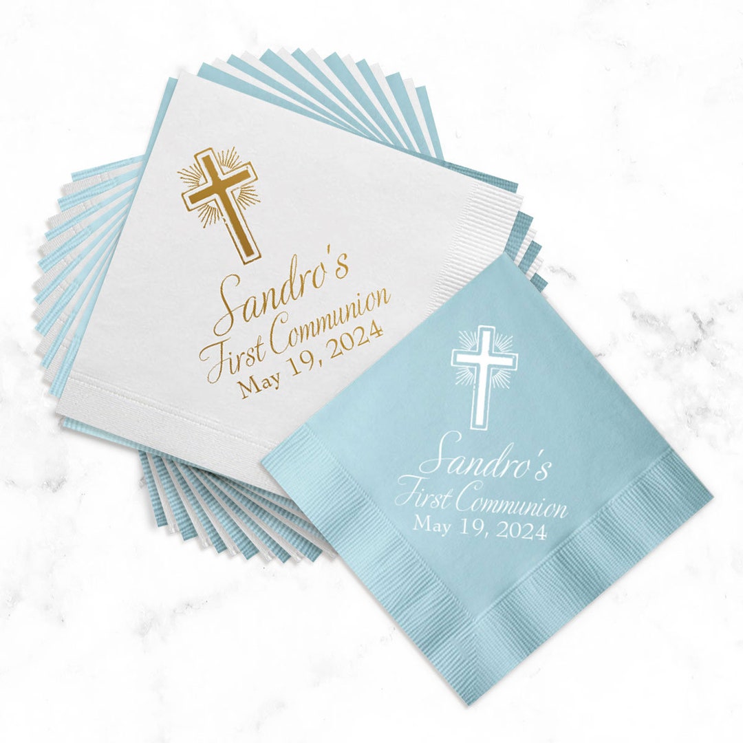 Pack of 100 Personalized Crucifix Cocktail Napkins First Communion ...