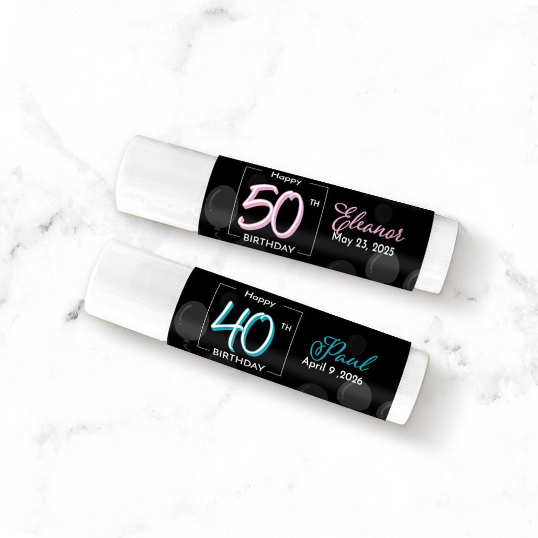 Set of 12 Personalized Lip Balm Party Favors Birthday Balloon ...