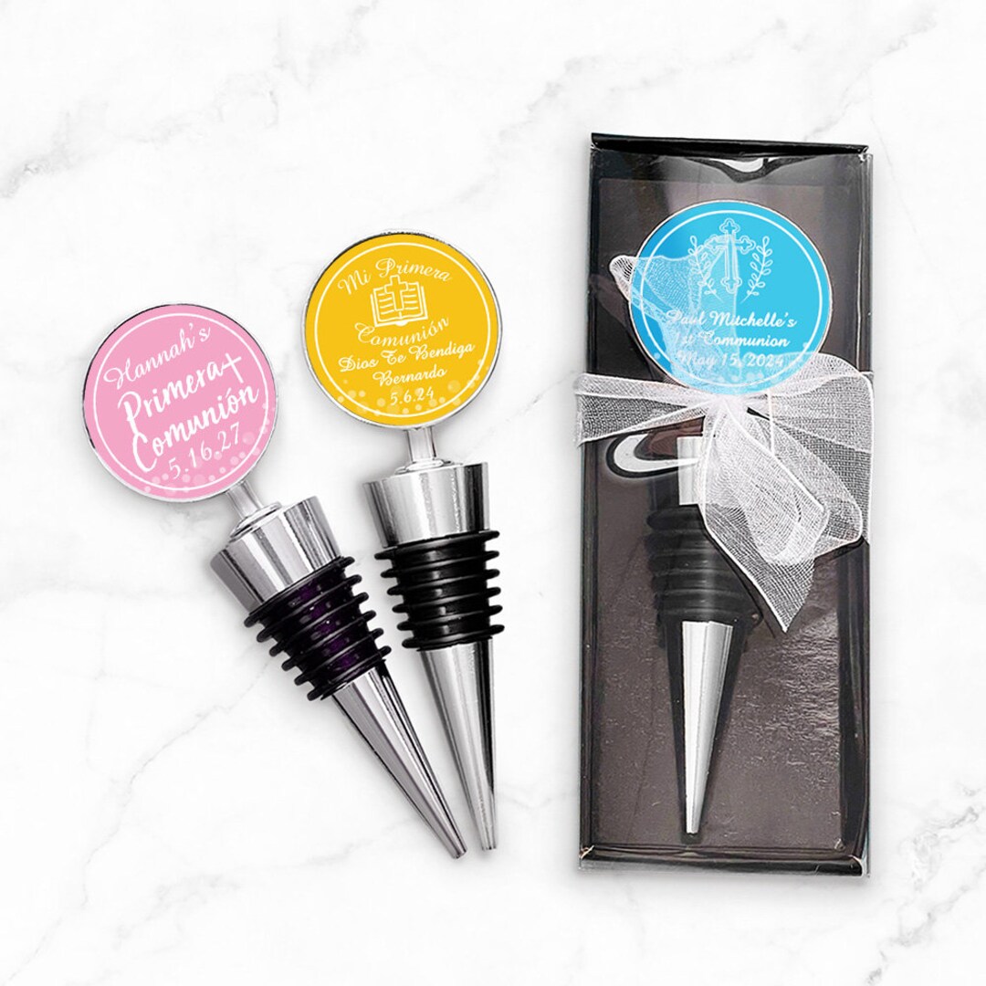 Set of 12 Personalized Silver Wine Bottle Stopper With Holy Communion ...