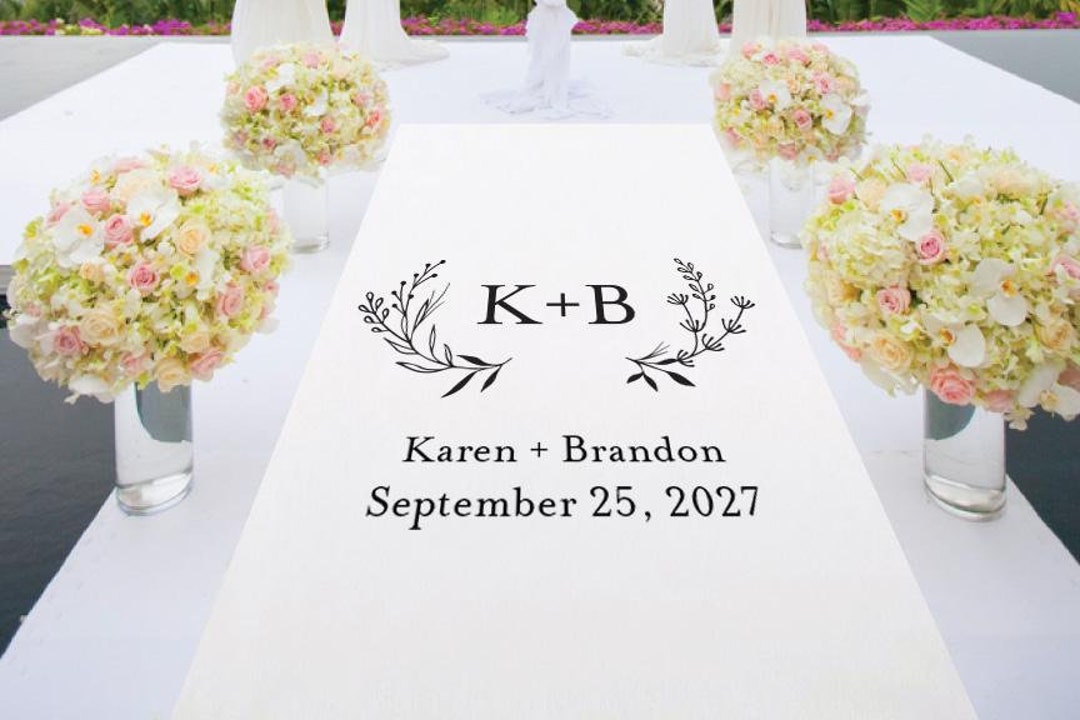 Custom Aisle Runner, Couples Name Initials Aisle Runner, Personalized ...