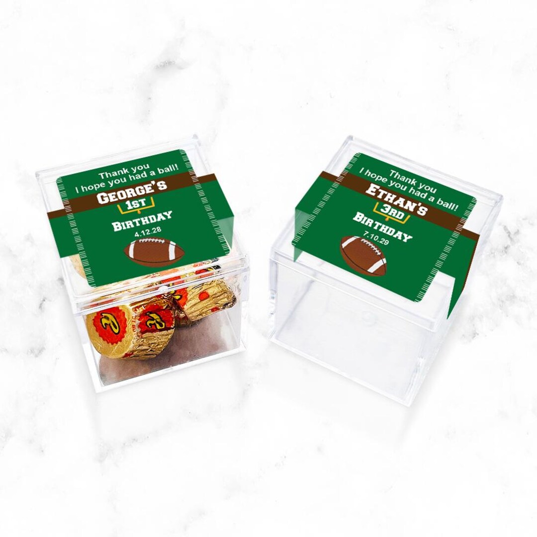 Football Birthday Party Personalized Acrylic Square Boxes, Personalized ...