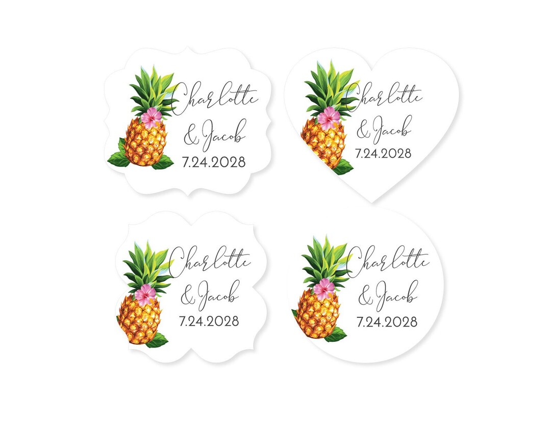 Set of 20 Fancy Personalized Pineapple Labels, Personalized Pineapple ...