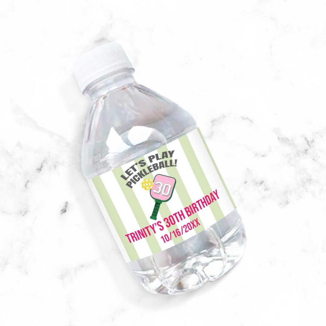 Pickleball Birthday Personalized Water Bottle Labels, Personalized ...