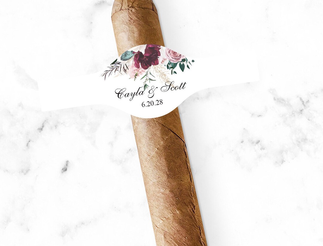 Set of 14 Personalized Cigar Labels Floral Elegance Favors ...