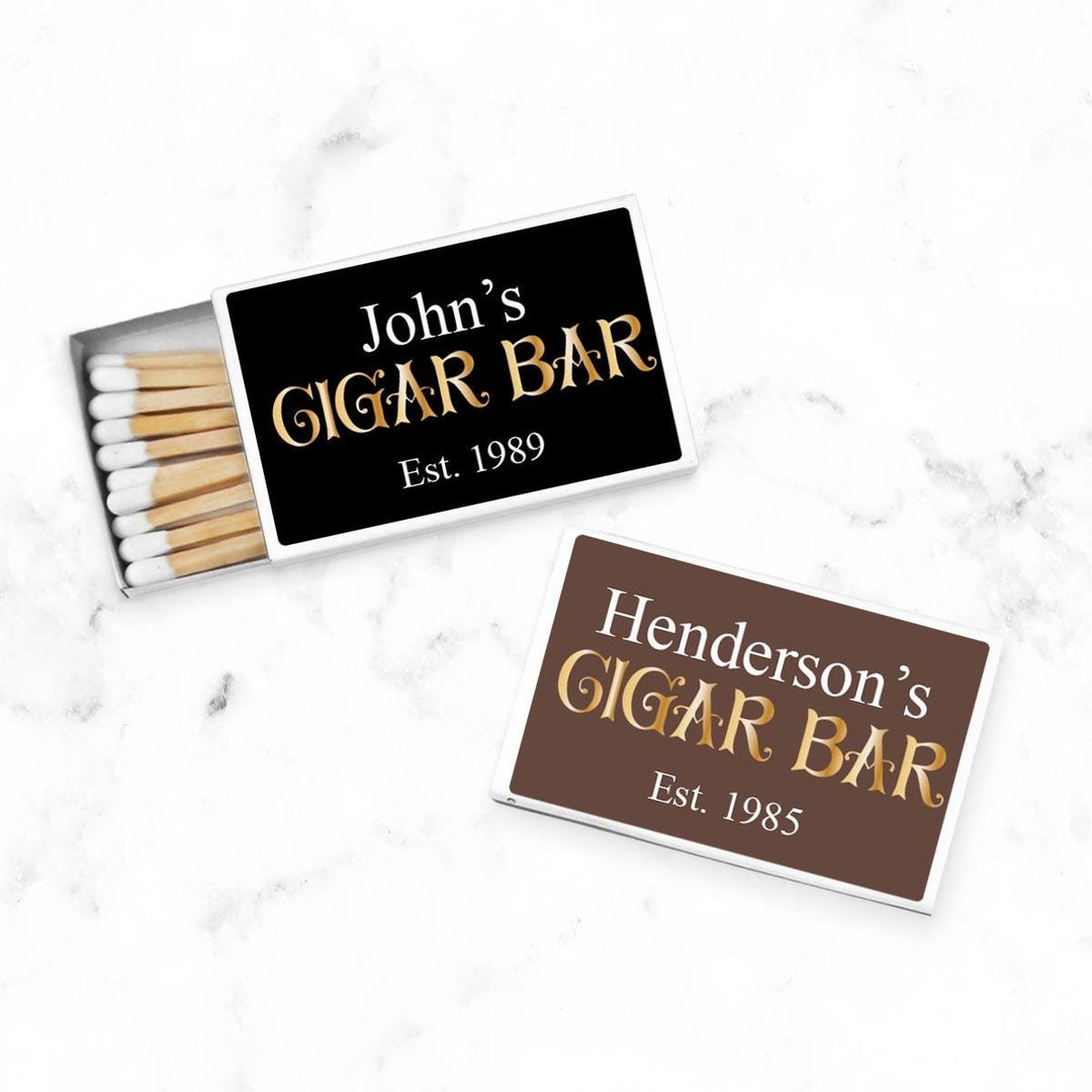 Cigar Bar Personalized Matchbox Labels, Personalized Party Matches ...