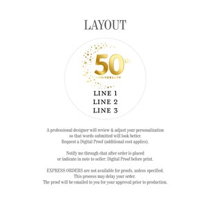 50th Anniversary Personalized Circular Round Labels, Golden Anniversary ...