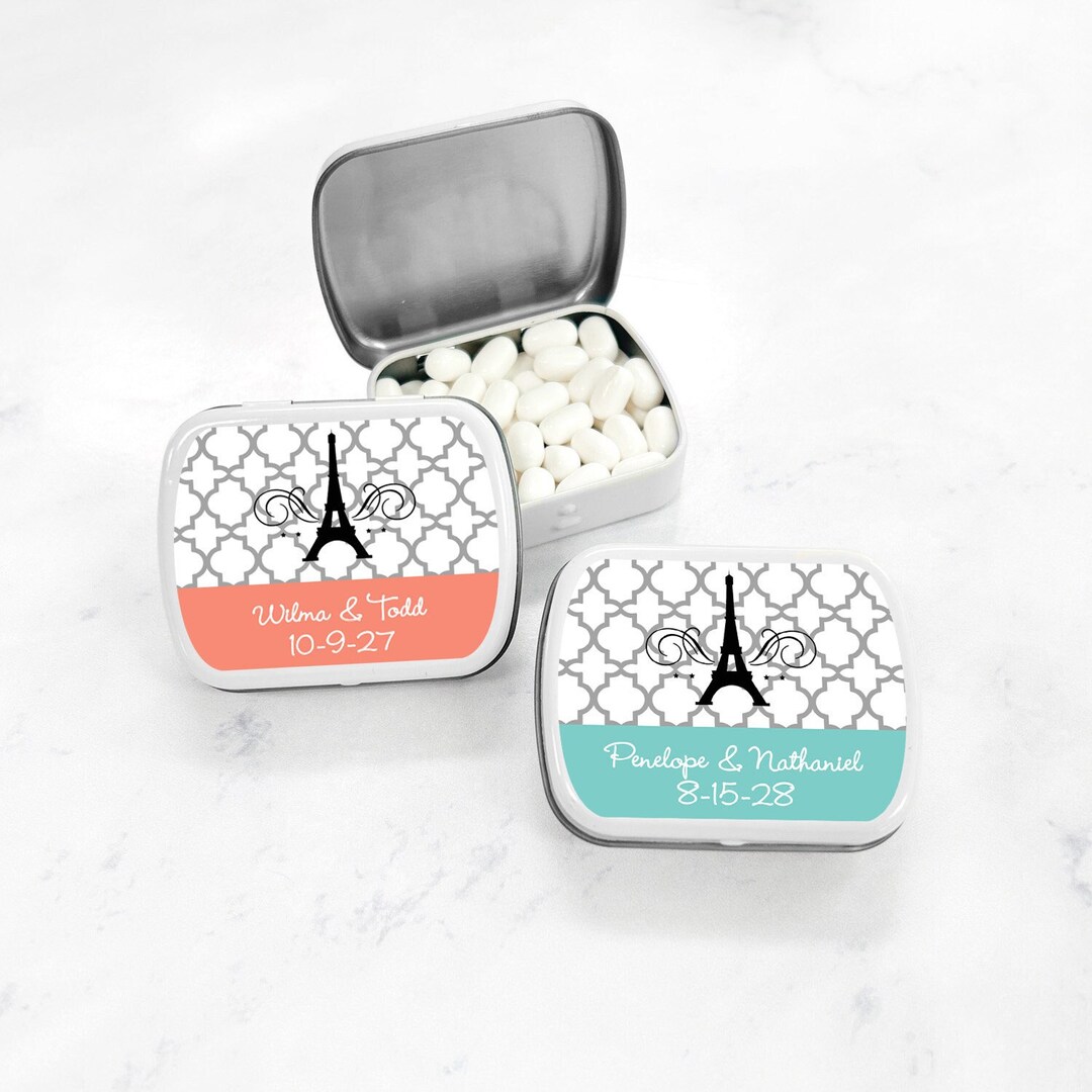 Eiffel Tower Personalized White Mint Tin Containers Labels, Paris ...