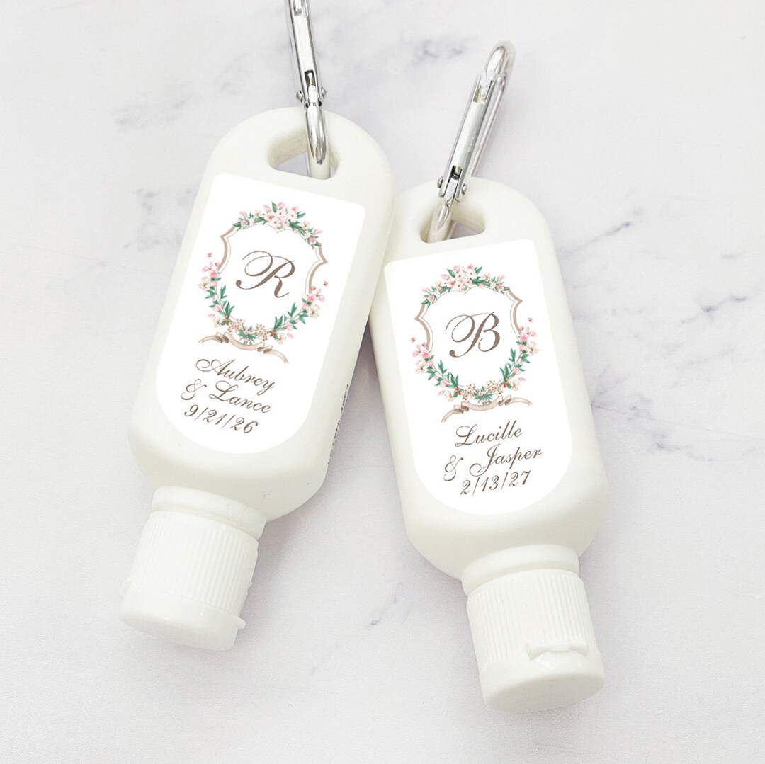 Set of 12 Mini Personalized Sunscreen SPF30 With Floral Elegance Labels ...
