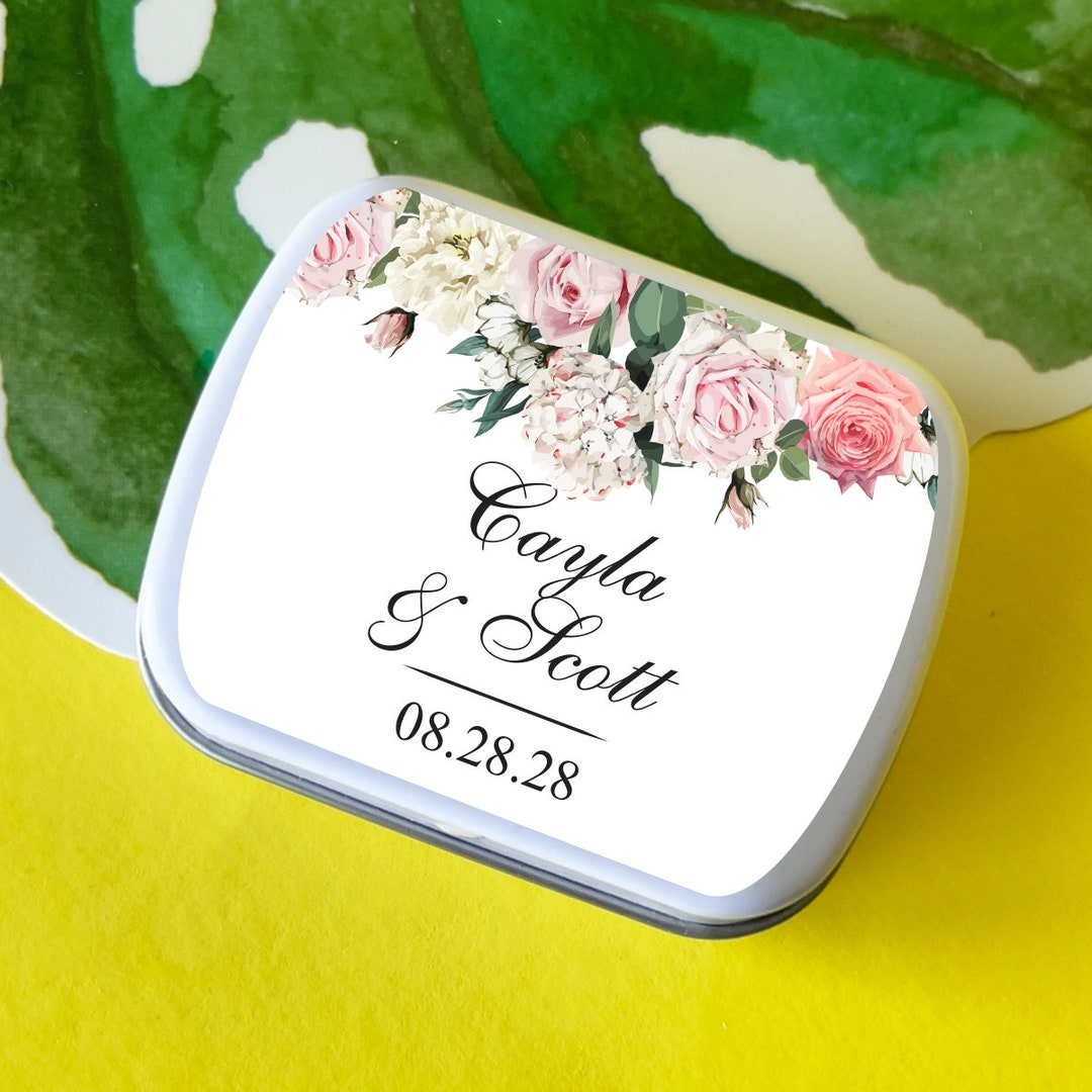 Set of 12 // Personalized White Mint Tin Containers With - Etsy