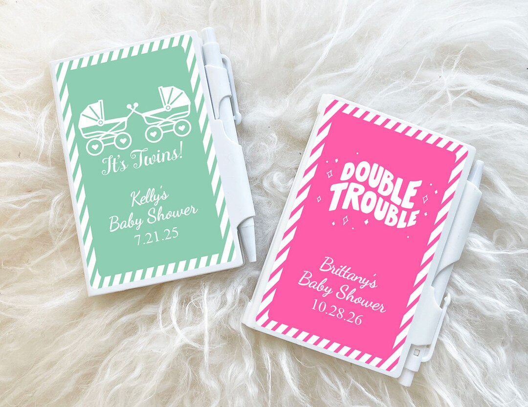 Set of 12 Twins Baby Shower Personalized Notebook With Labels, Twins ...