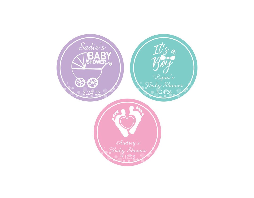 Set of 24 Baby Shower Favors, Baby Shower Personalized Labels, Baby ...