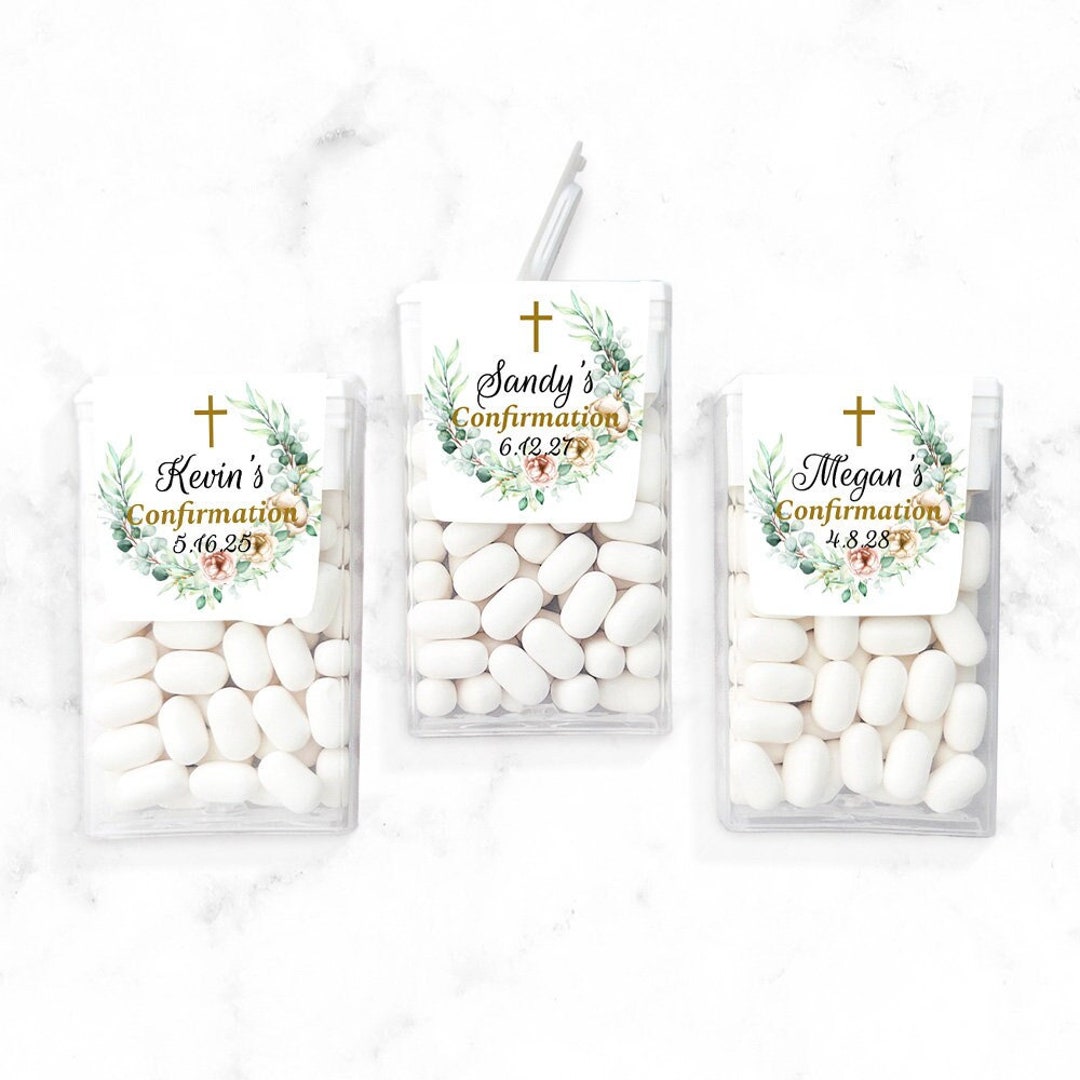 Set of 12 Confirmation Favors, Personalized Tic Tac® Favors Labels Only ...