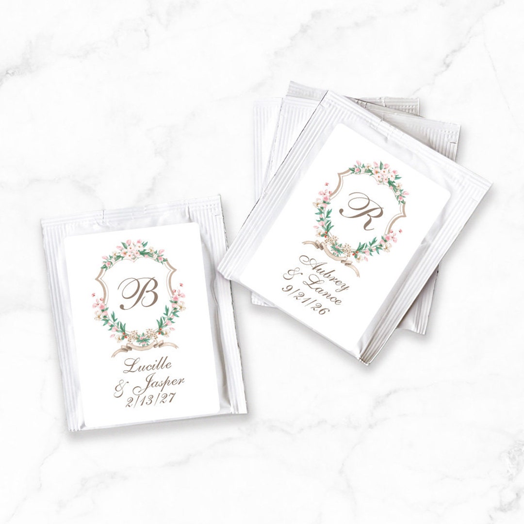 Set of 16 Personalized Tea Favors With Floral Elegance Labels ...