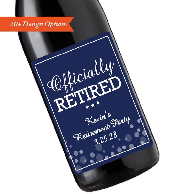 Set of 10 Personalized Retirement Wine Bottle Favor Labels, Retirement ...
