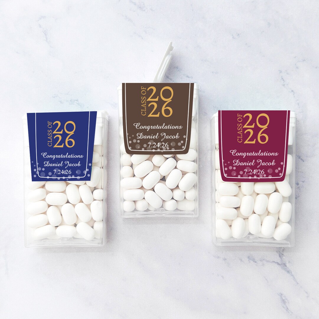 Set of 12 Personalized Tic Tac With Labels - Graduation Personalized ...