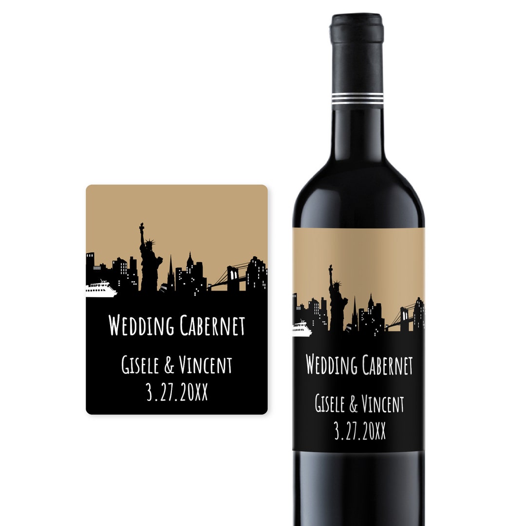 NYC Skyline Labels & Stickers Only for Wine Bottles and Champagne, New ...