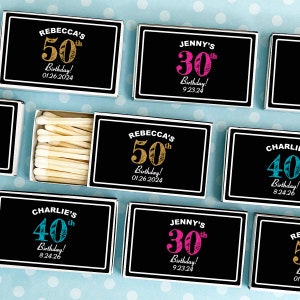 Set of 50 Personalized Matchbox With Labels Birthday Number Age ...