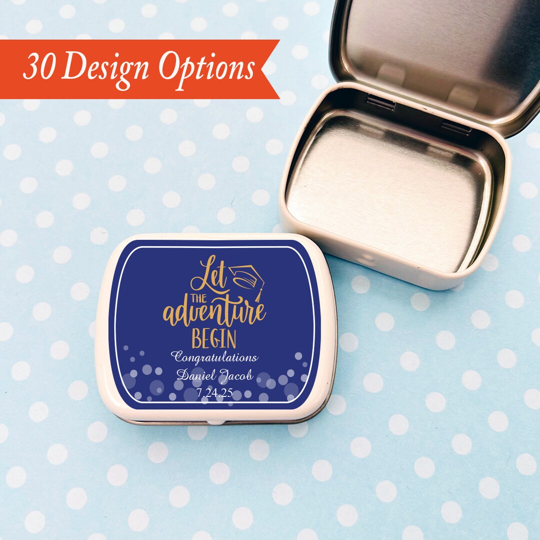 Personalized White Tin Containers With Graduation Labels, Graduation ...