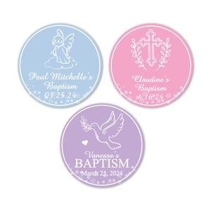 Baptism Bautizo Personalized Round Shaped Labels Stickers, Religious ...