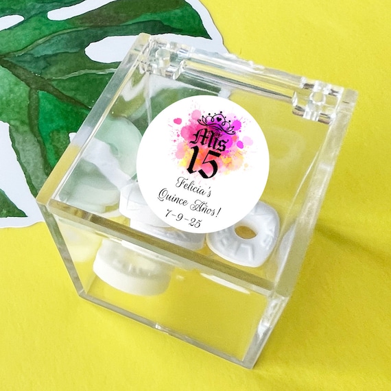 Set of 12 // Personalized Acrylic Square Boxes With Labels - Etsy