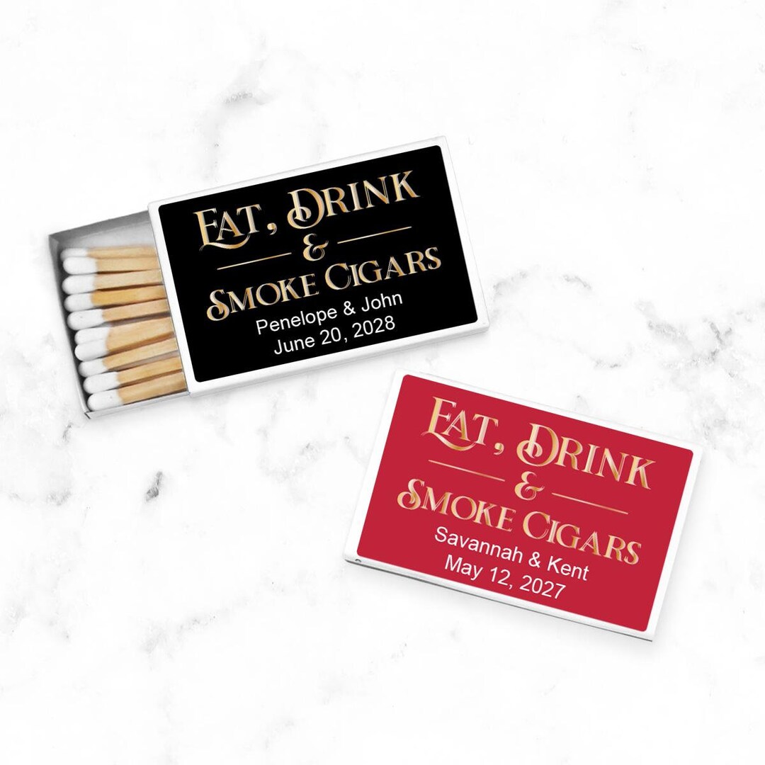 Eat Drink and Smoke Cigars Personalized Matchbox Labels, Personalized ...