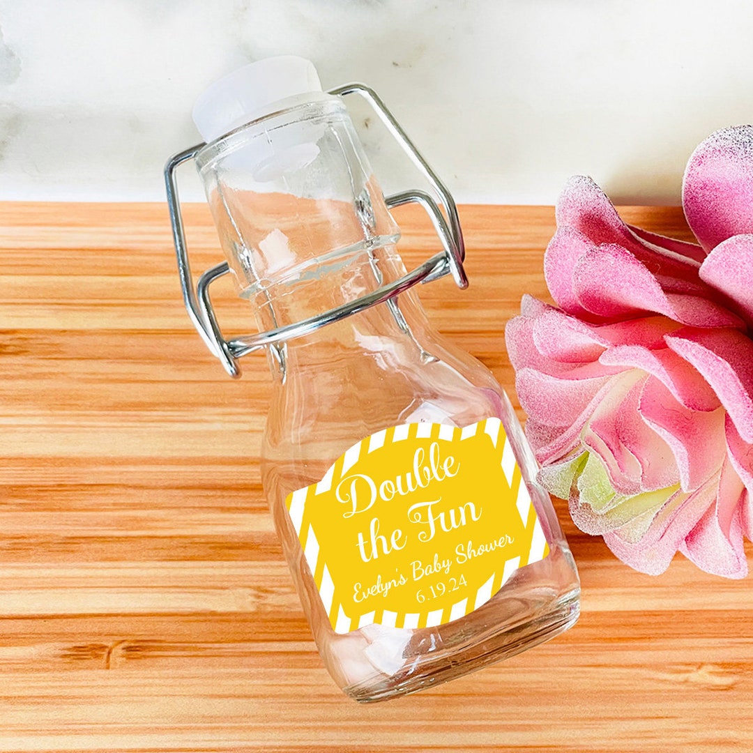 Set of 12 Twins Baby Shower Personalized Swing Top Glass Jar Favors ...