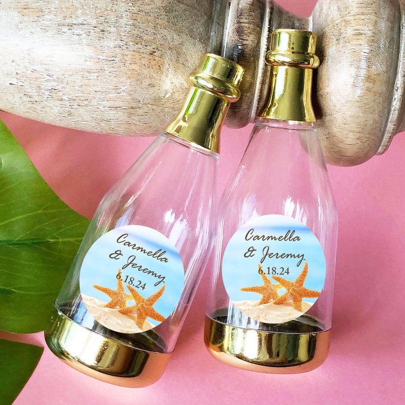 Set of 12 //personalized Metallic Accent Champagne Bottle - Etsy