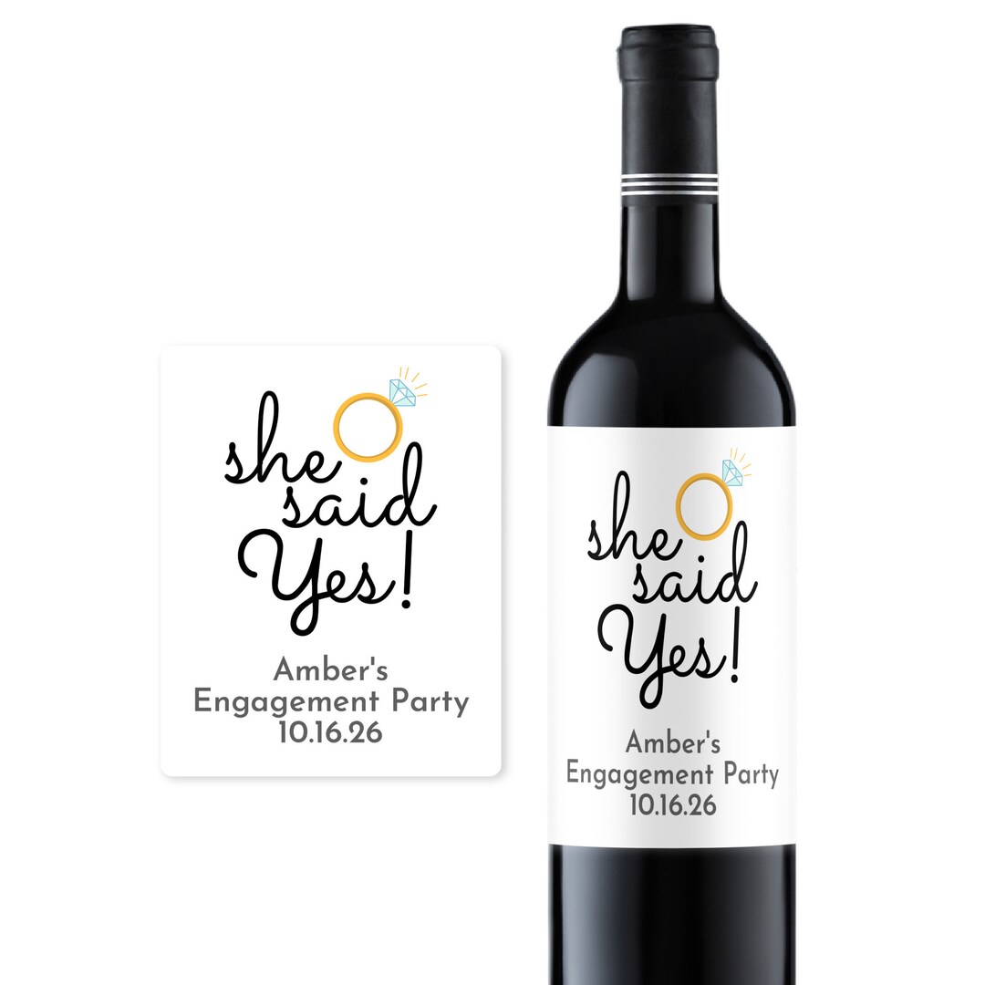 She Said Yes Labels & Stickers Only for Wine Bottles and Champagne ...