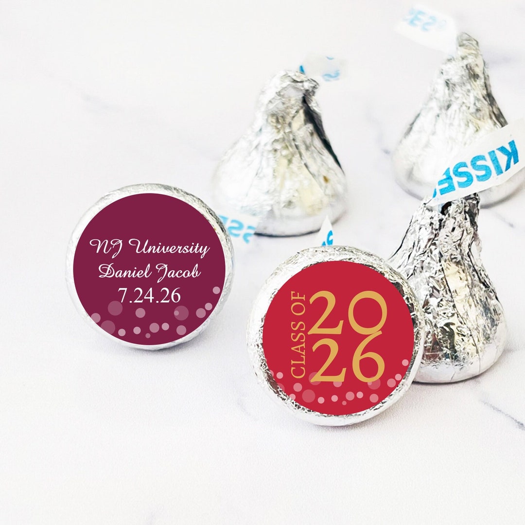 Set of 50 Personalized Graduation Hershey's Kisses Favors- Graduation ...