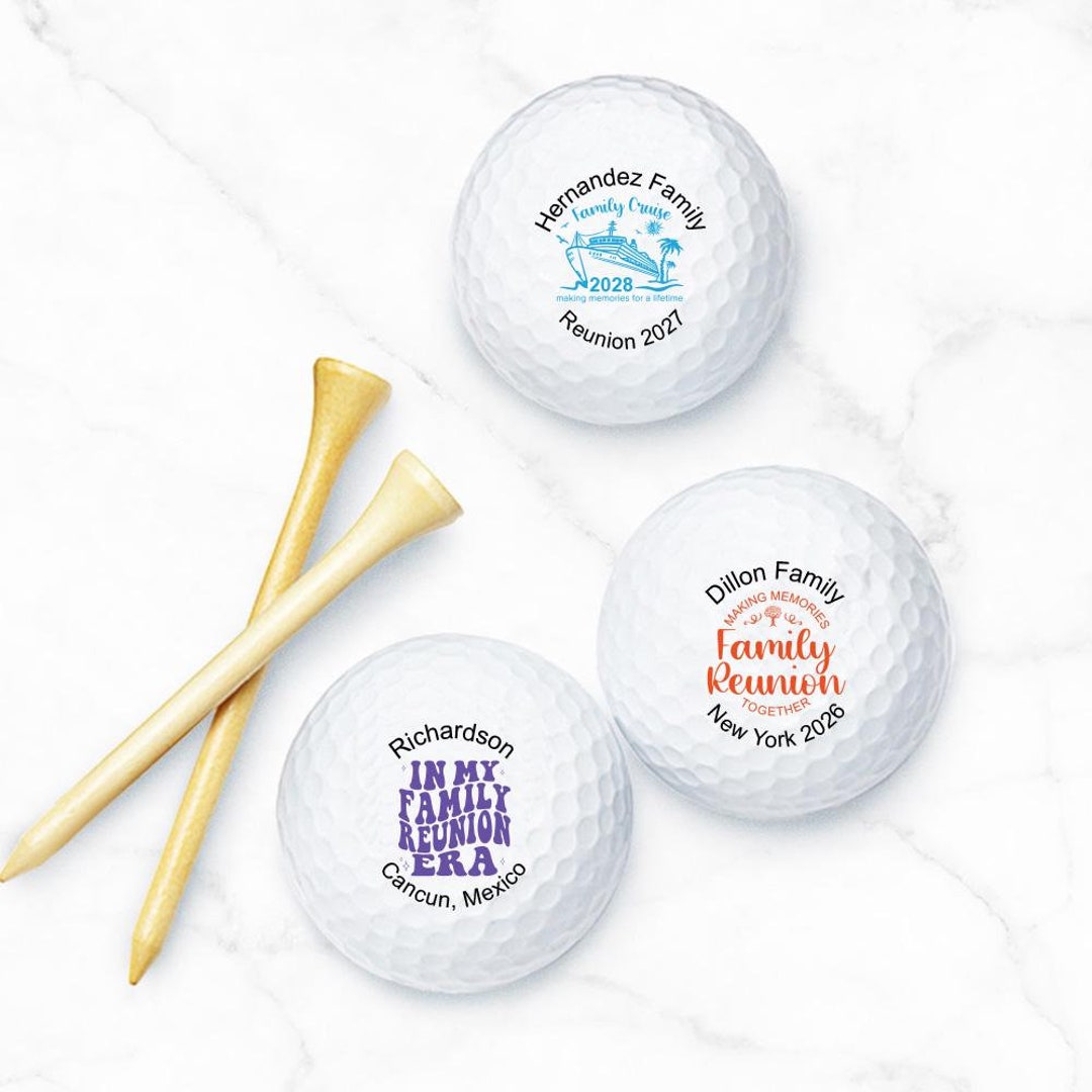 Personalized Golf Ball Favors, Set of 12, Family Reunion Golf Ball ...