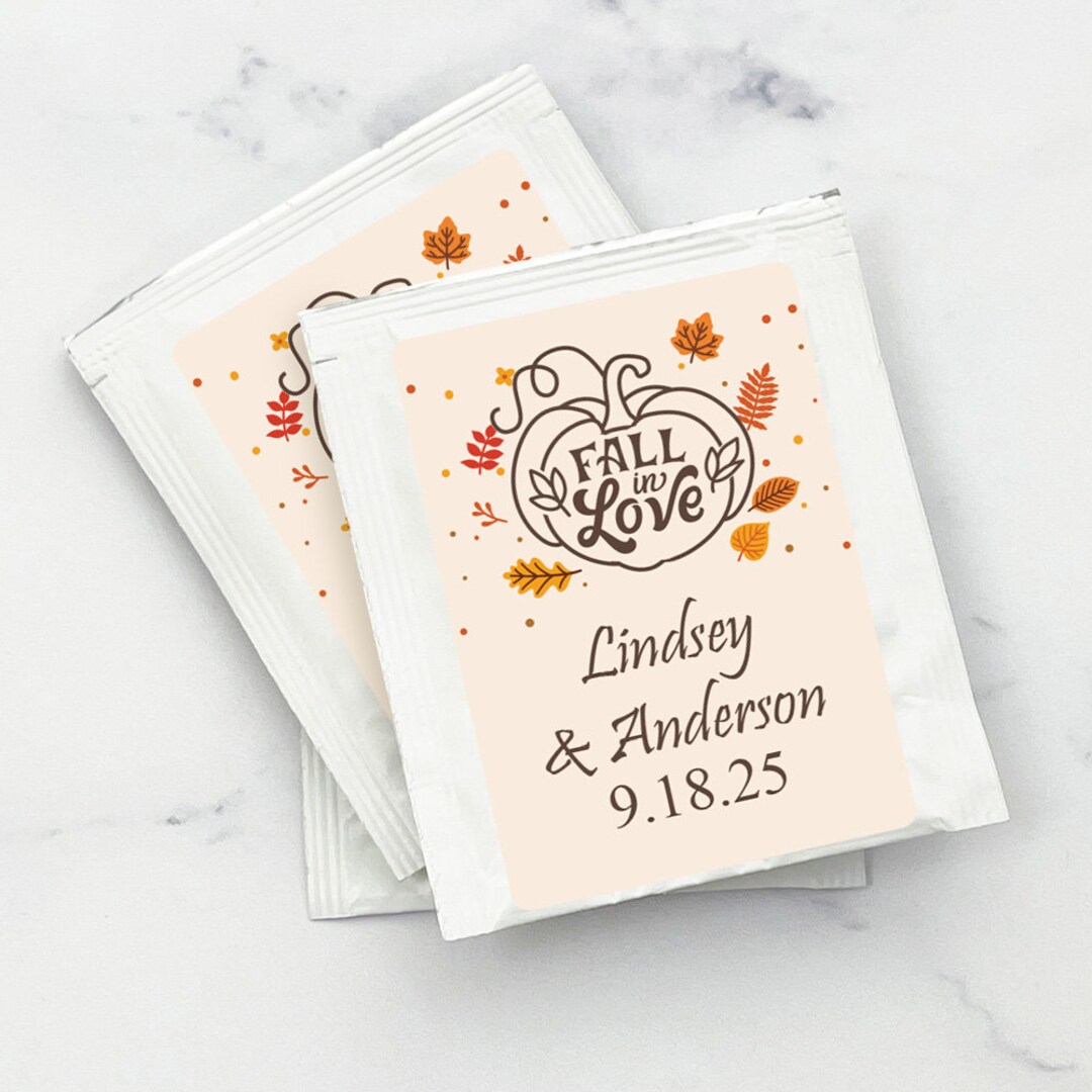 Fall in Love Personalized Tea Favors, Personalized Fall Wedding Tea ...