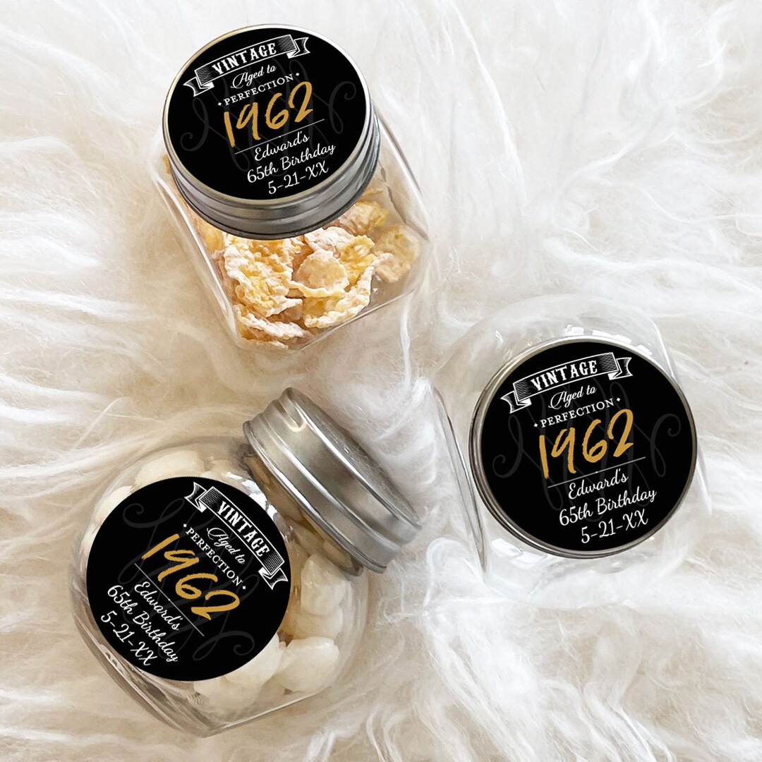 Set of 12 Personalized Mini Glass Candy Favor Jar With Vintage Aged to ...