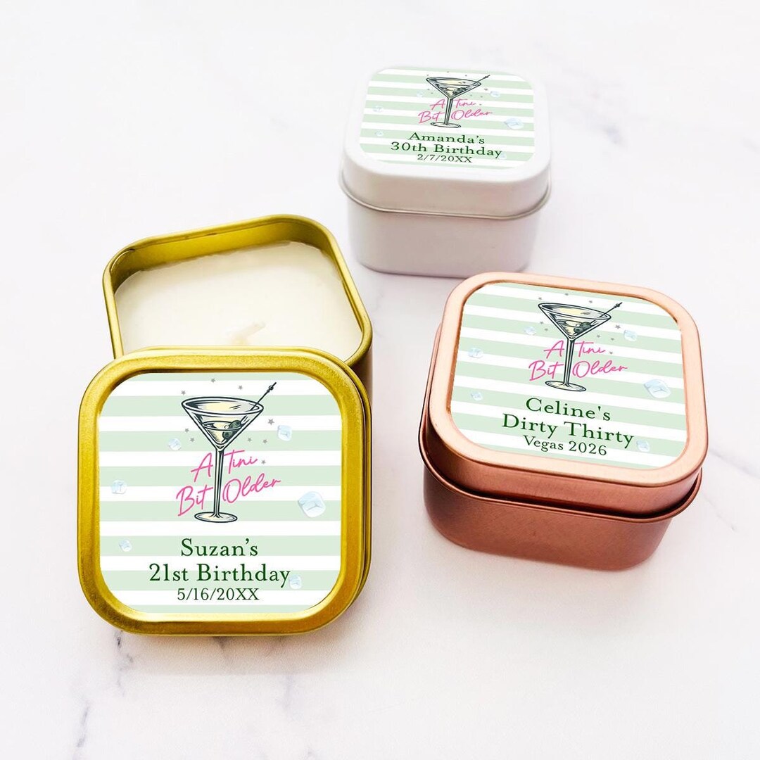 Tini Bit Older Personalized Travel Candle Tin With Labels, Personalized ...