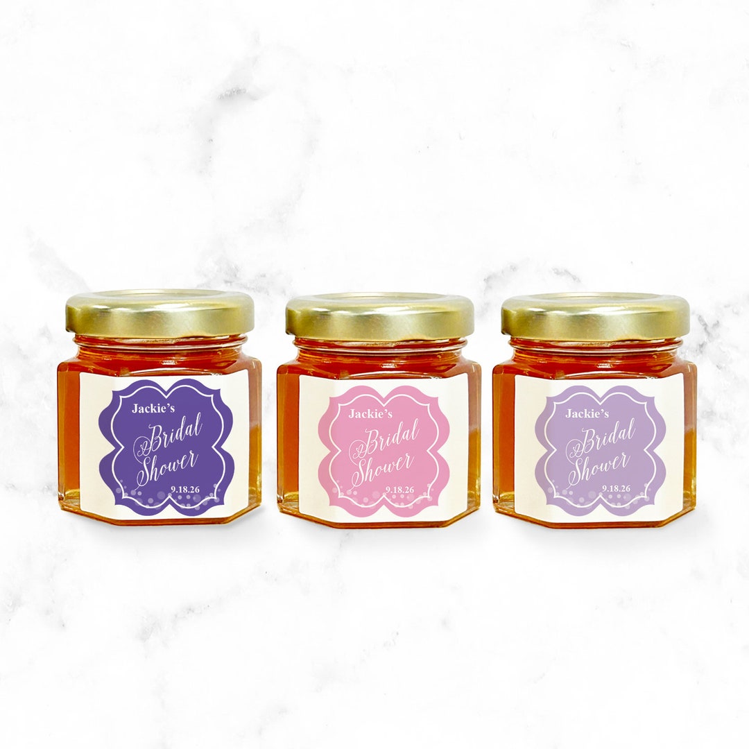 Set Of 12 Bridal Shower Personalized Honey Favors With Labels Bridal