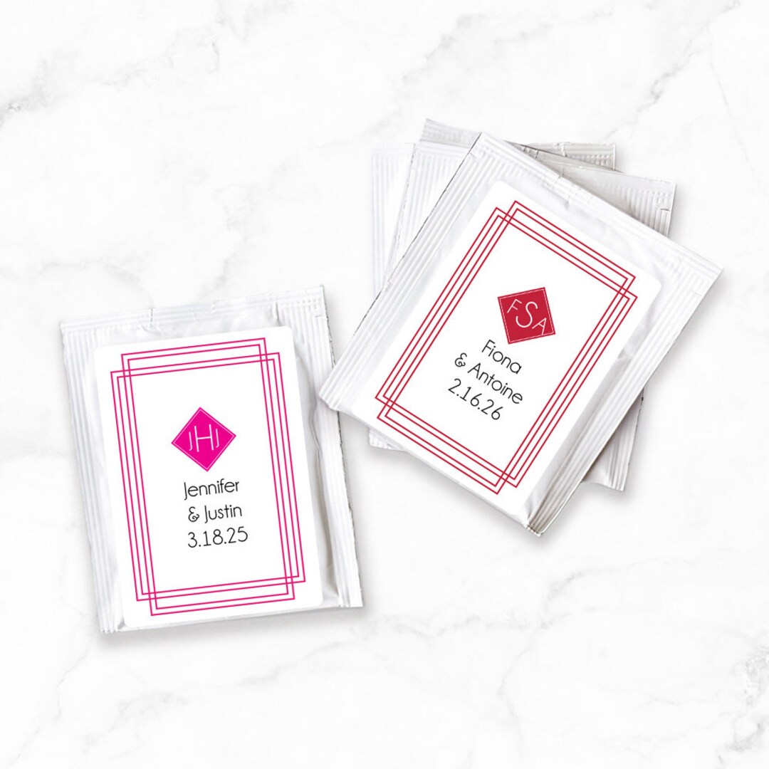 Set of 16 Personalized Tea Bag Elegant Wedding Design Favors, Wedding ...